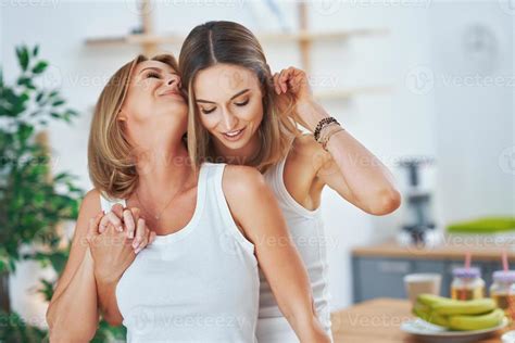 Lgbt Lesbian Couple Love Moments In The Kitchen Happiness Concept