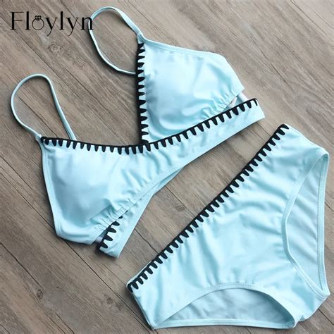 Floylyn Sexy Criss Cross Bikini Brazilian Bandage Swimsuit Women Push