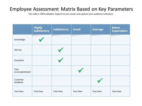 employee assessment matrix based on key parameters powerpoint slides