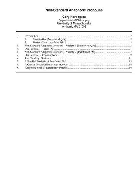 Non Standard Anaphoric Pronouns University Of Massachusetts