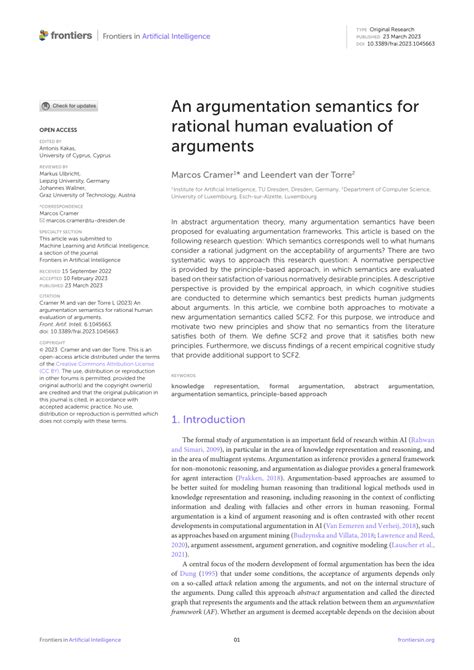 Pdf An Argumentation Semantics For Rational Human Evaluation Of Arguments