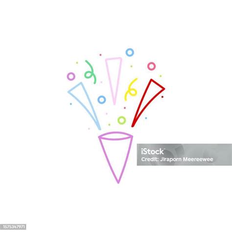 귀여운 파티 포퍼 격리 색종이 폭발 폭죽 축하 벡터 그리기 그림 손으로 그린 스타일 개념에 대한 스톡 벡터 아트 및 기타 이미지 개념 놀라움 다중 색상 Istock
