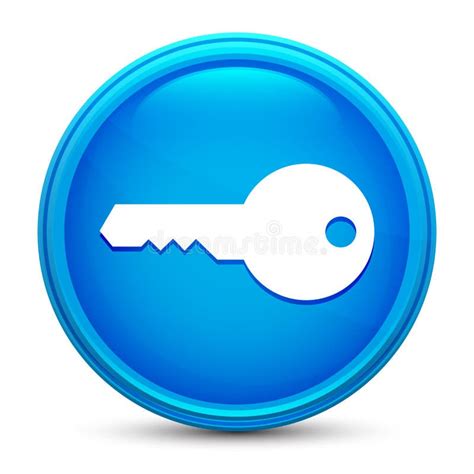 Key Icon Glass Shiny Blue Round Button Isolated Design Vector