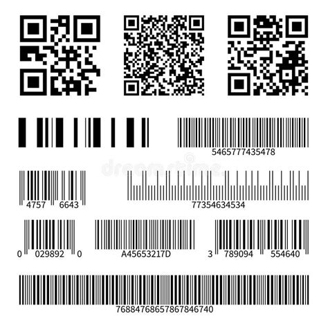 De Etiketten Van De Codes Van De Bar En Qr Plaatsen Vector Vector Illustratie Illustration Of