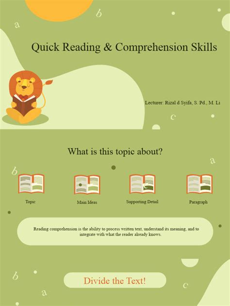 Pertemuan Ke 8 Quick Reading And Comprehension Skills Pdf Reading Comprehension Communication