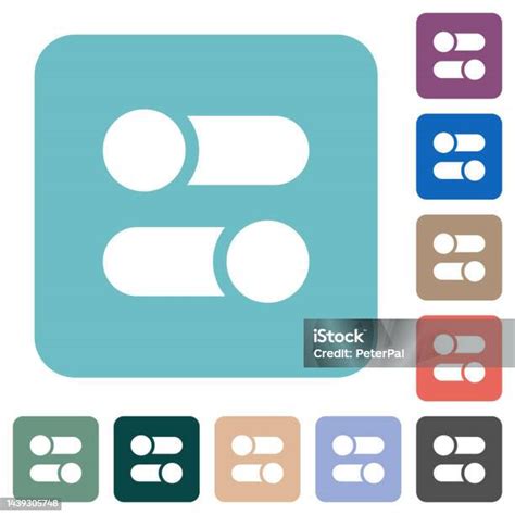 Horizontal Toggle Switches Solid Rounded Square Flat Icons向量圖形及更多一組物體圖片
