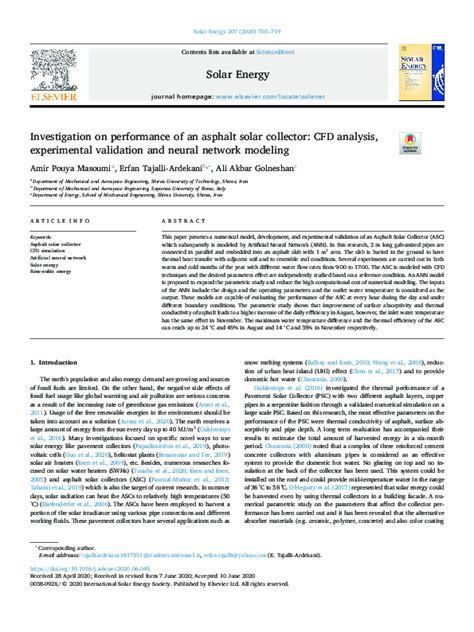 Pdf Asphalt Solar Collector Cfd And Ann Modeling