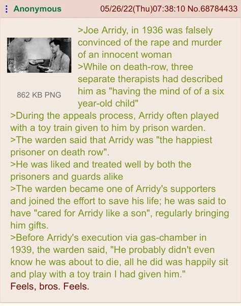 Anon Talks About Joe Arridy Rgreentext Know Your Meme