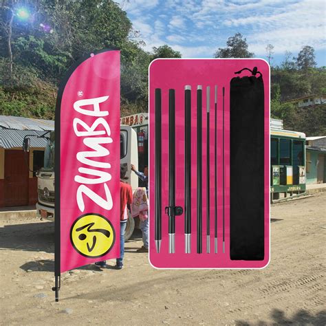 Qsum Zumba Feather Flag With Flag Pole Kit And Ground Spike 82ft