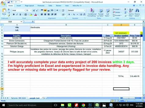 Entry 59 By Adeelkj For Invoice Data Entry Into Excel Freelancer