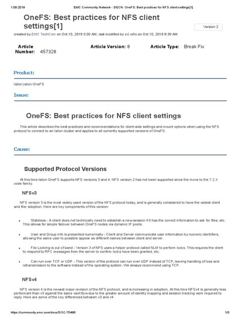 Emc Community Network Decn Onefs Best Practices For Nfs Client