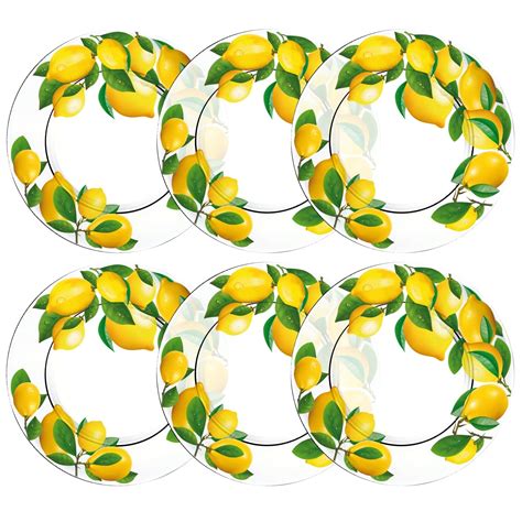 Stp Goods Lemons Glass Dessert Plate Set Of 6 Pcs 75 19 Cm Glass