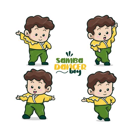 귀여운 작은 삼바 댄서 그림 프리미엄 벡터