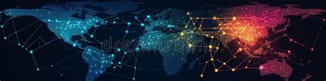 Abstract World Map With Network Connections Global Communication Technology Background Stock