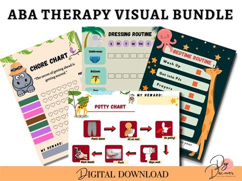 behavior analysis visual schedule aba therapy printables etsy