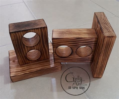 Cortineros De Madera Para Doble Cortina Tipo Cubo Acabado Flameado