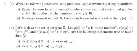 Solved A Write The Following Sentences Using Predicate Chegg
