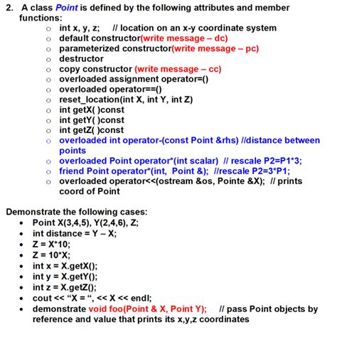 Solved 2 A Class Point Is Defined By The Following