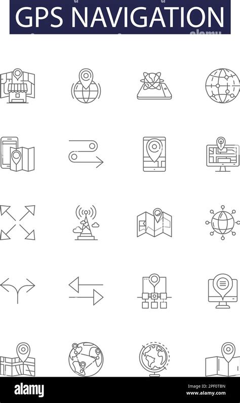 Gps Navigation Line Vector Icons And Signs Navigation Tracking Route