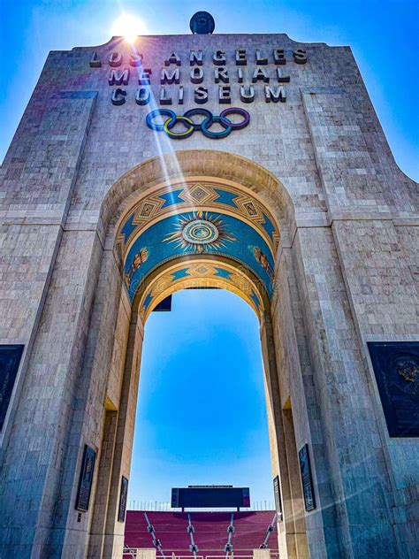 Los Angeles Memorial Coliseum Mosaic Mural Archway Editorial Image