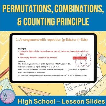Permutations Combinations Principle PowerPoint Lesson High School Math