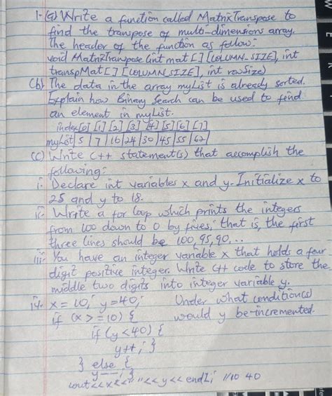 Solved W 1 Write A Function Called Matrix Transpose To