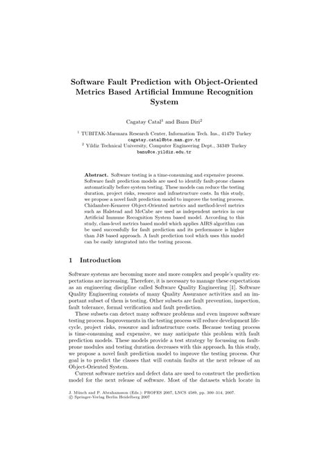 Pdf Software Fault Prediction With Object Oriented Metrics Based