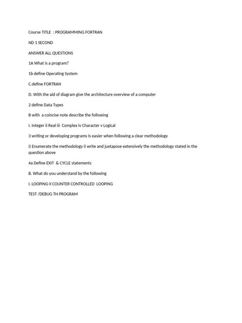 Programming Fortran Pdf
