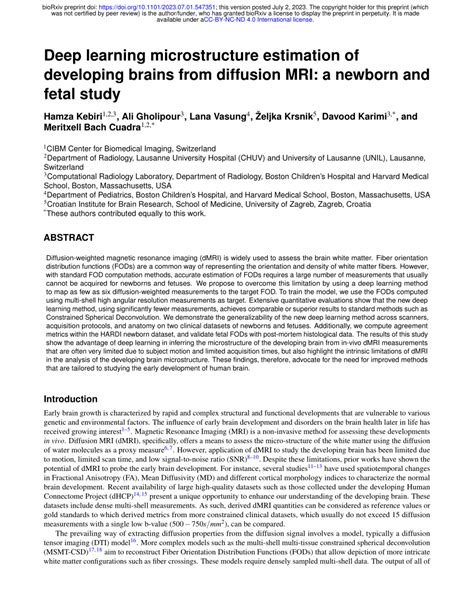 Pdf Deep Learning Microstructure Estimation Of Developing Brains From