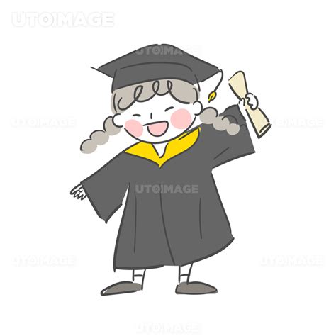 유토이미지 상세페이지 베이직샵 21977530 졸업식 일러스트 졸업가운과 학사모를 쓴 아이