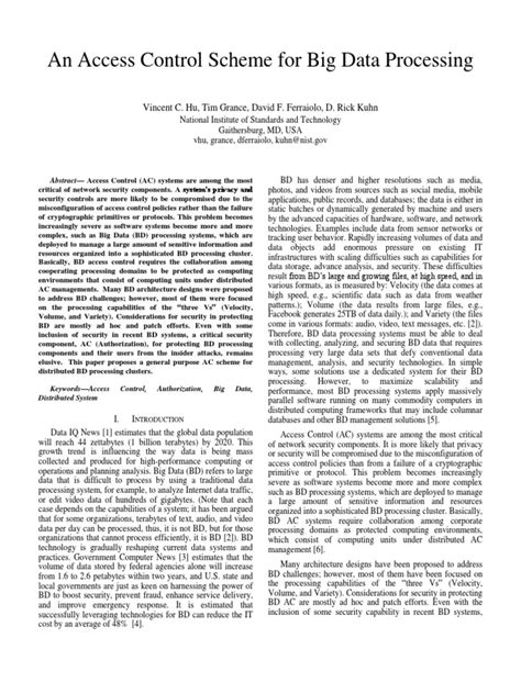 An Access Control Scheme For Big Data Processing Vincent C Hu Tim