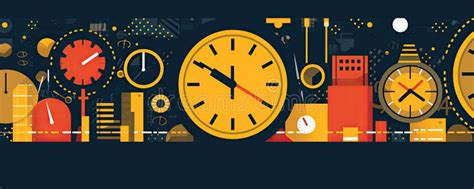 Professional Business Backdrop With A Minimalist Clock Face And Time Related Icons Symbolizing