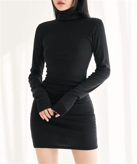 [y2k스타일 블랙시크] [안감기모가득] 제니 폴라 워머 슬림 미니 원피스 에이블리