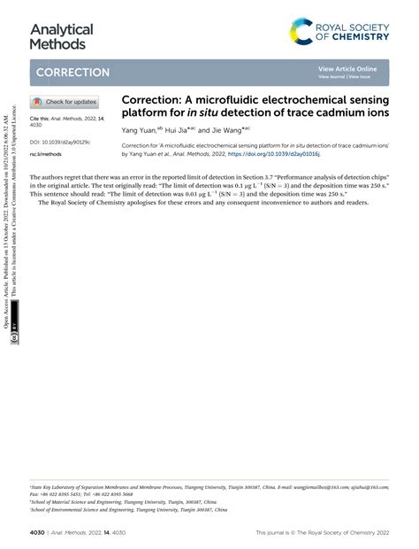 Pdf Correction A Microfluidic Electrochemical Sensing Platform For In Situ Detection Of Trace