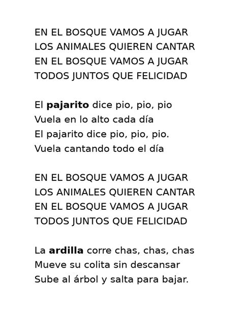 Letra De Juguemos En El Bosque Pdf