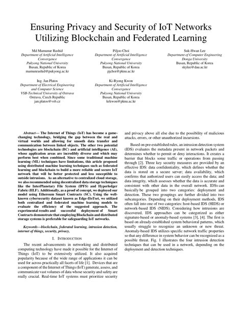 Pdf Ensuring Privacy And Security Of Iot Networks Utilizing Blockchain And Federated Learning