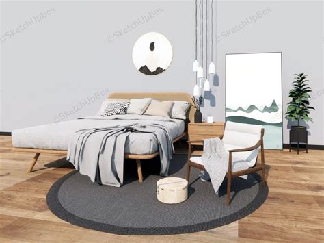Elegant Wood Bedroom Idea Sketchup 3d Model Skp File Download Sketchupbox