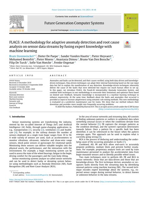 PDF FLAGS A Methodology For Adaptive Anomaly Detection And Root Cause Analysis On Sensor Data