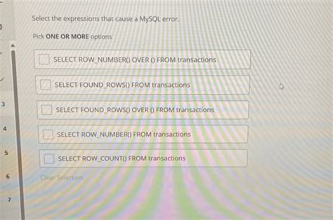 Select The Expressions That Cause A MySQL StudyX