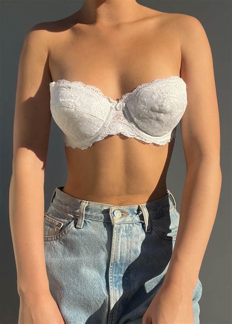 90s White Lace Strapless Bra Retro And Groovy
