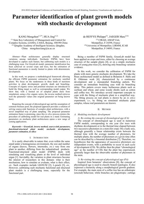 Pdf Parameter Identification Of Plant Growth Models With Stochastic Development
