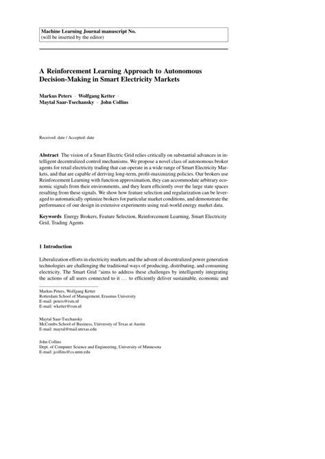 Pdf A Reinforcement Learning Approach To Autonomous Decision Making