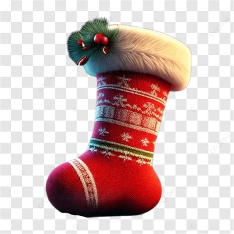 3d 빨간 크리스마스 스타킹 장식 투명 배경 크리스마스 스타킹 훌륭하게 꾸민 빨간색 Png 일러스트 및 이미지 에 대한