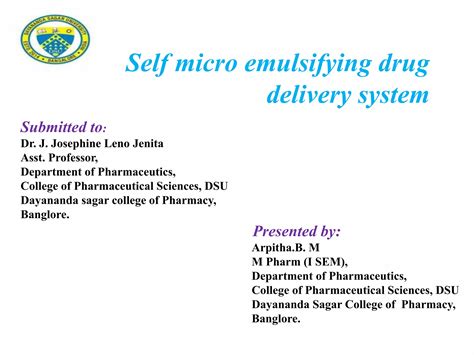Self Micro Emulsifying Drug Delivery System Pptx