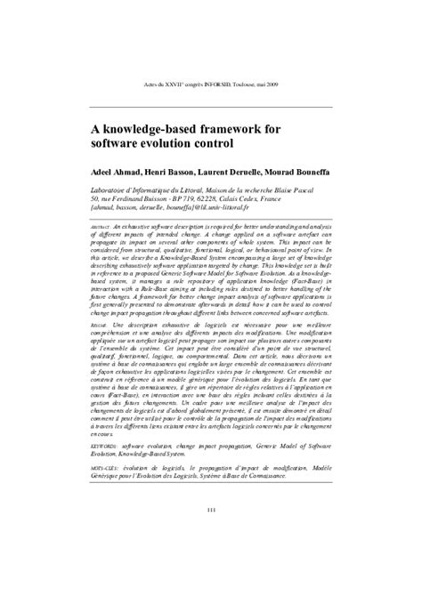Pdf A Knowledge Based Framework For Software Evolution Control