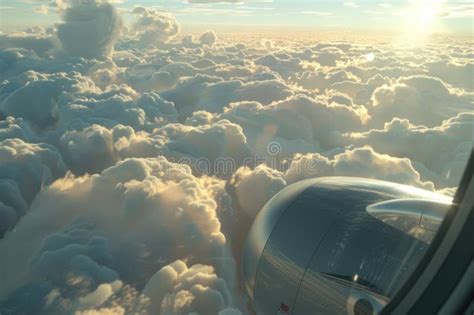 A Scenic View Of Clouds From An Airplane Window Perfect For Travel And