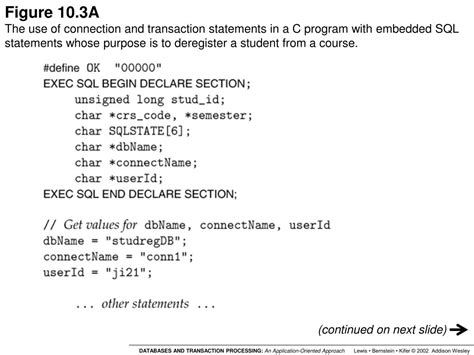 Ppt Figure 101 Fragment Of An Embedded Sql Program Written In C