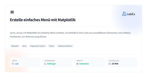 erstelle ein einfaches menü mit matplotlib programmier tutorial labex