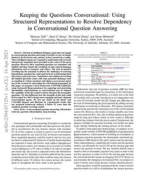 Keeping The Questions Conversational Using Structured Representations