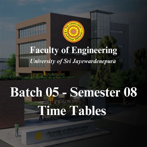 Batch 05 Semester 08 Time Tables Faculty Of Engineering University